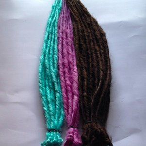 Damnation Hair | Hair | 3 Blue Pink Brown Dreads Dreadlock Hair ...